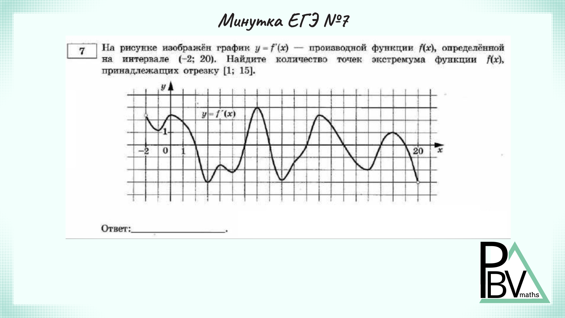 Задание 7 (В1) ЕГЭ по математике (профиль) ▶ №7 (Минутка ЕГЭ)