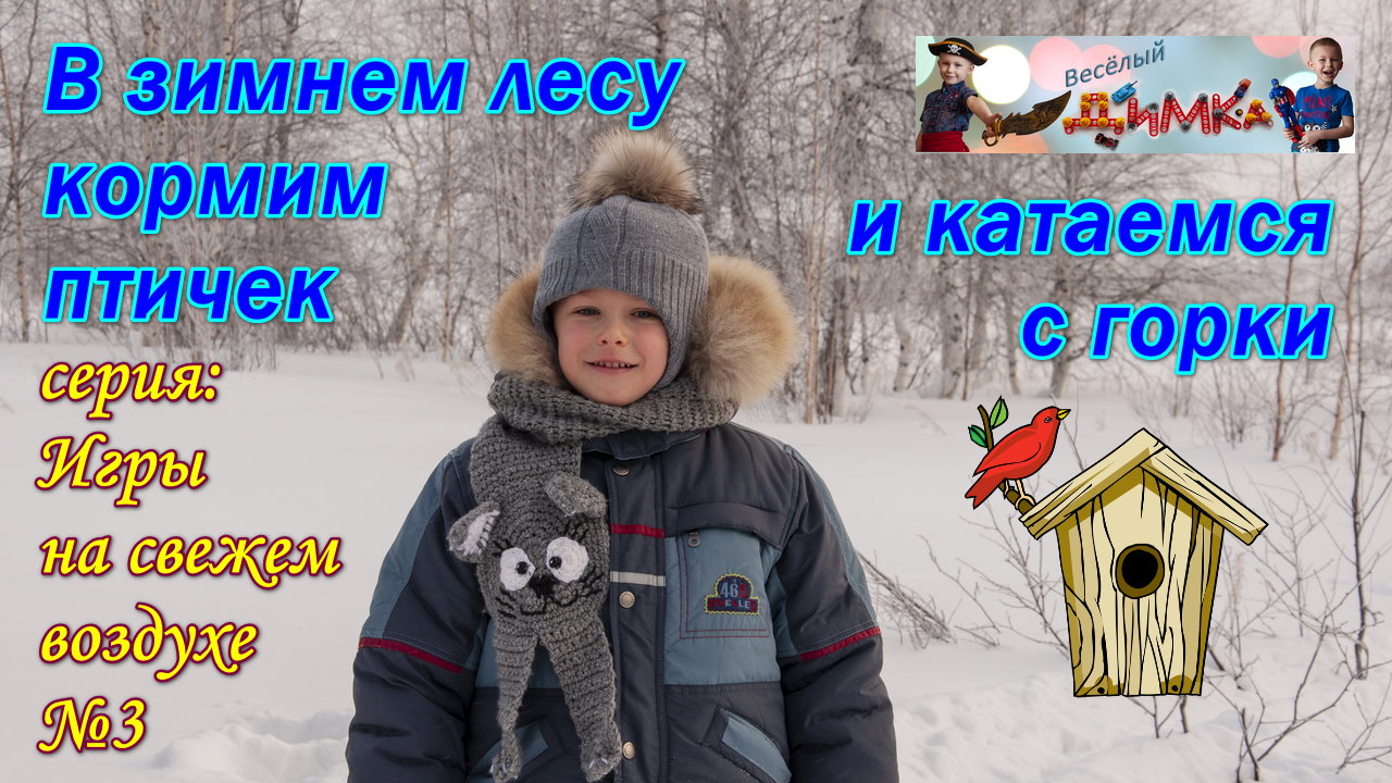 В зимнем лесу кормим птичек и катаемся с горки