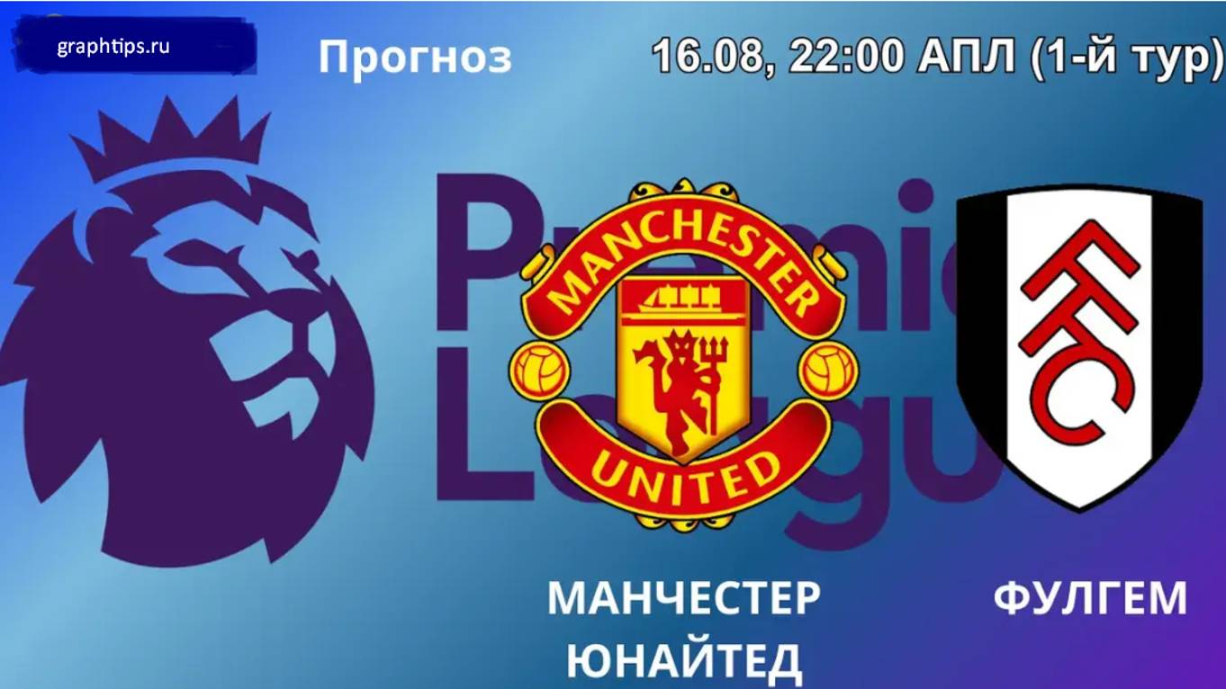 ✅ ✅ ✅ 16 августа 2024. Манчестер Юнайтед - Фулхэм прогноз на матч Англия. Премьер-лига