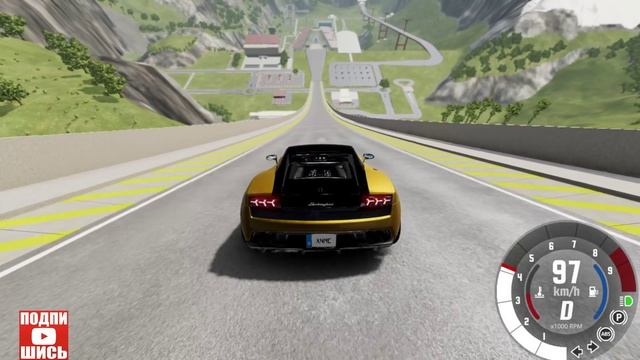 BeamNG Drive Прыжок в длину на автомобиле! (Lamborghini Gallardo) Мод патруль!