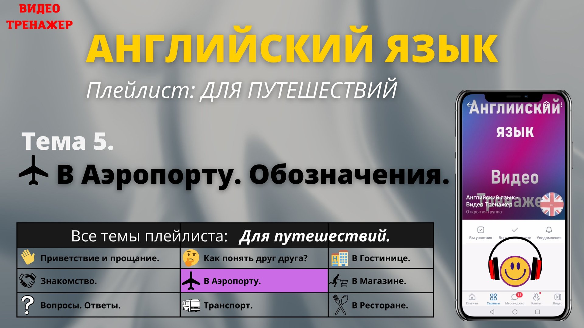 Видео 5. Обозначение в аэропорту. Видео тренажер английского языка.