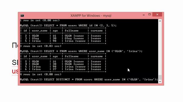 Работа с SQL IN и SQL NOT IN (360p)