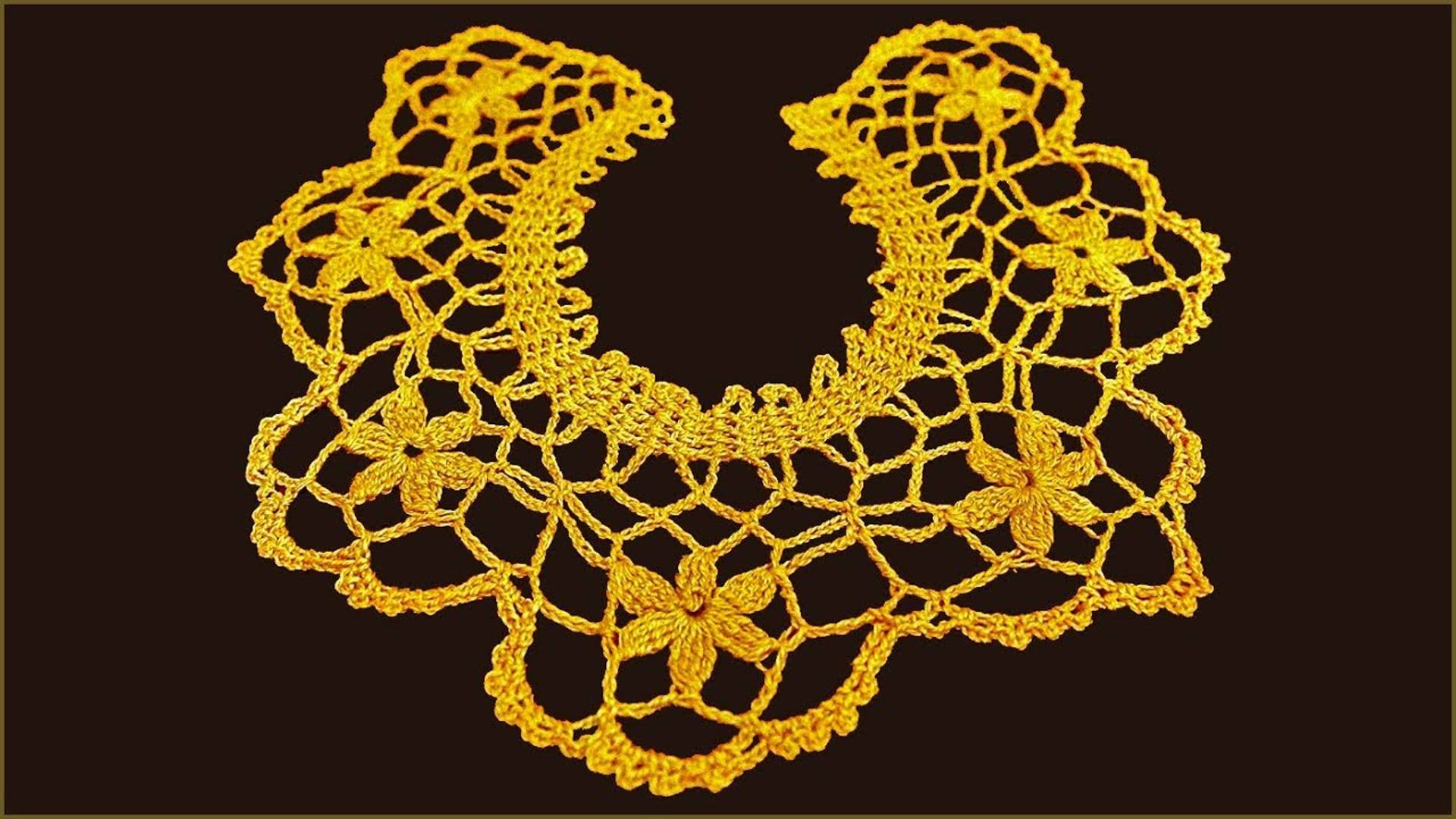 Воротник крючком. Вязание воротника. Кружевной воротник.