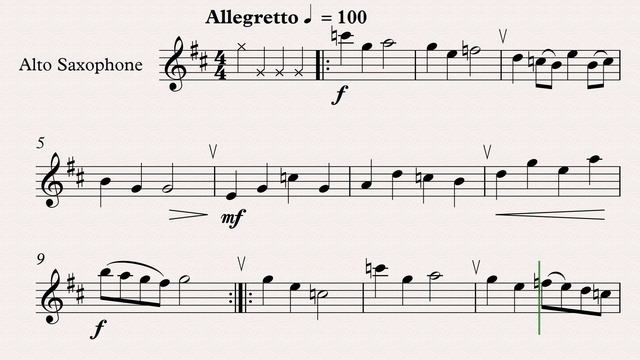 Пёрсел Г. "Танец моряков" ноты и видео-минусовка для саксофона-альта, темп 100