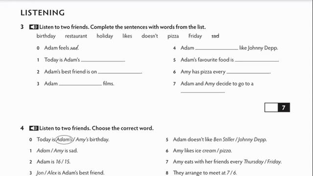 Подростки, начальный уровень, аудирование 2