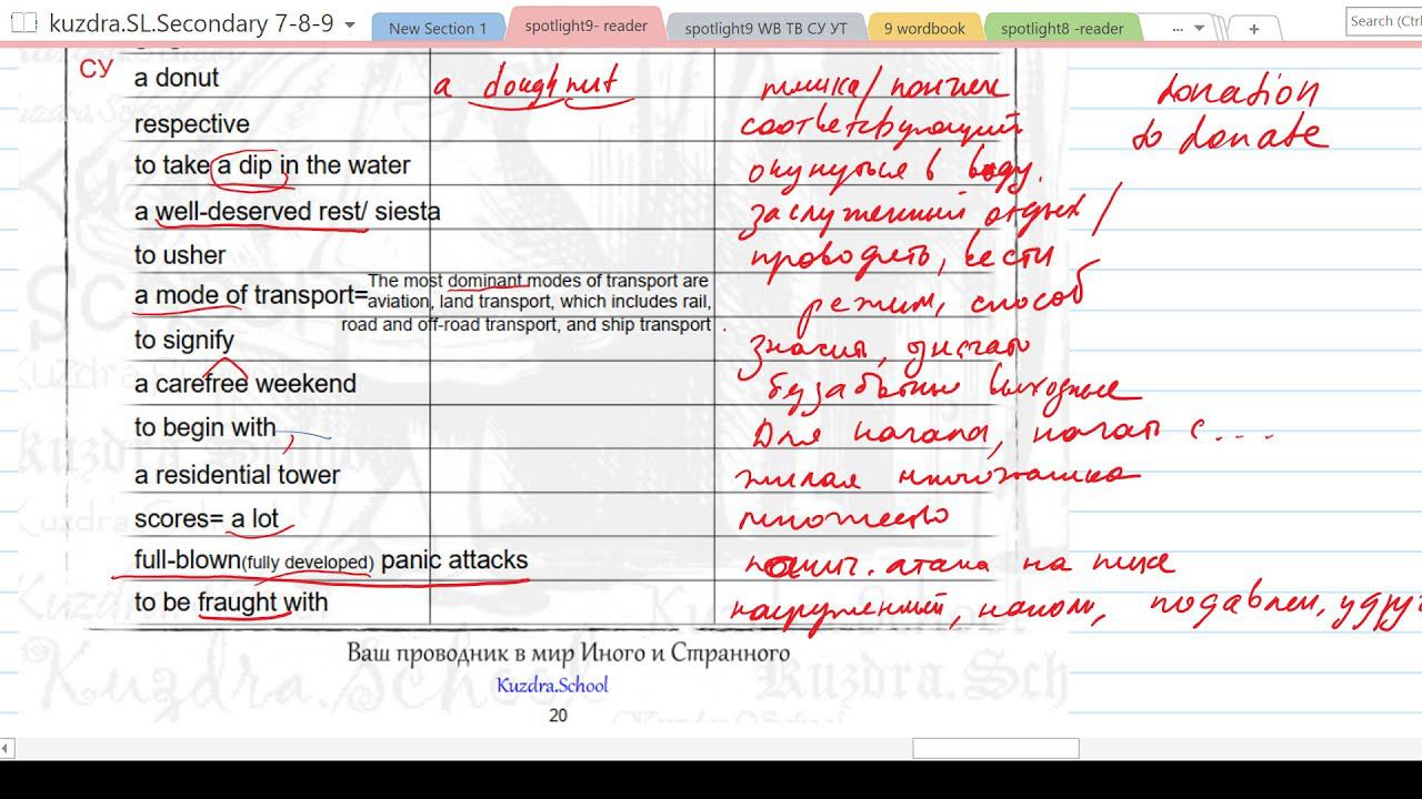 28. Spotlight 9. Module 1.CУ.Тренировочные упражнения. Words