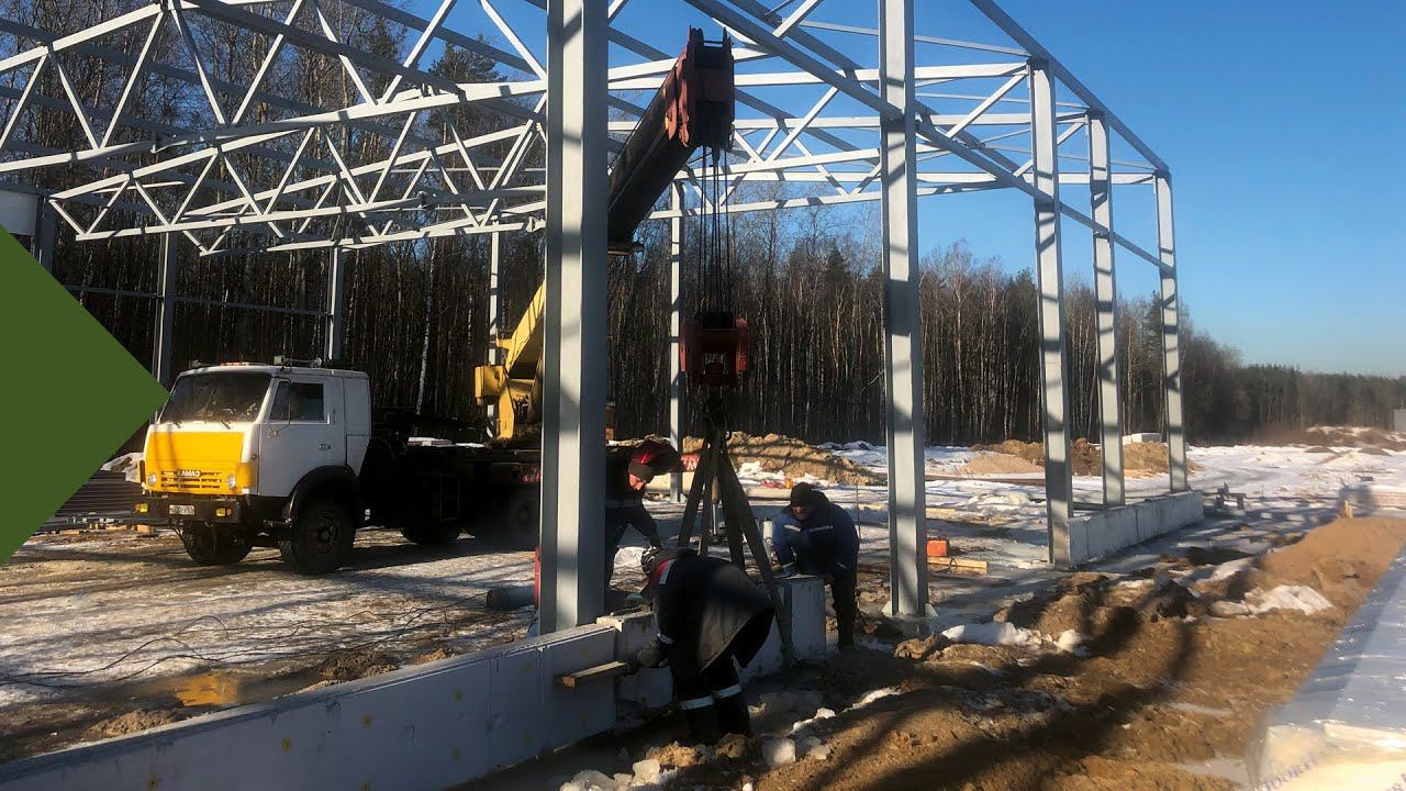 Монтаж ран балок с помощью спецтехники