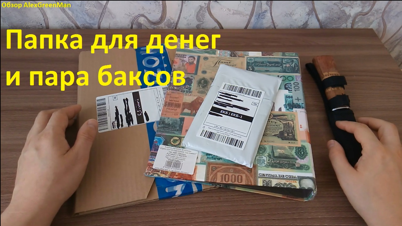 Папка для денег и пара денег