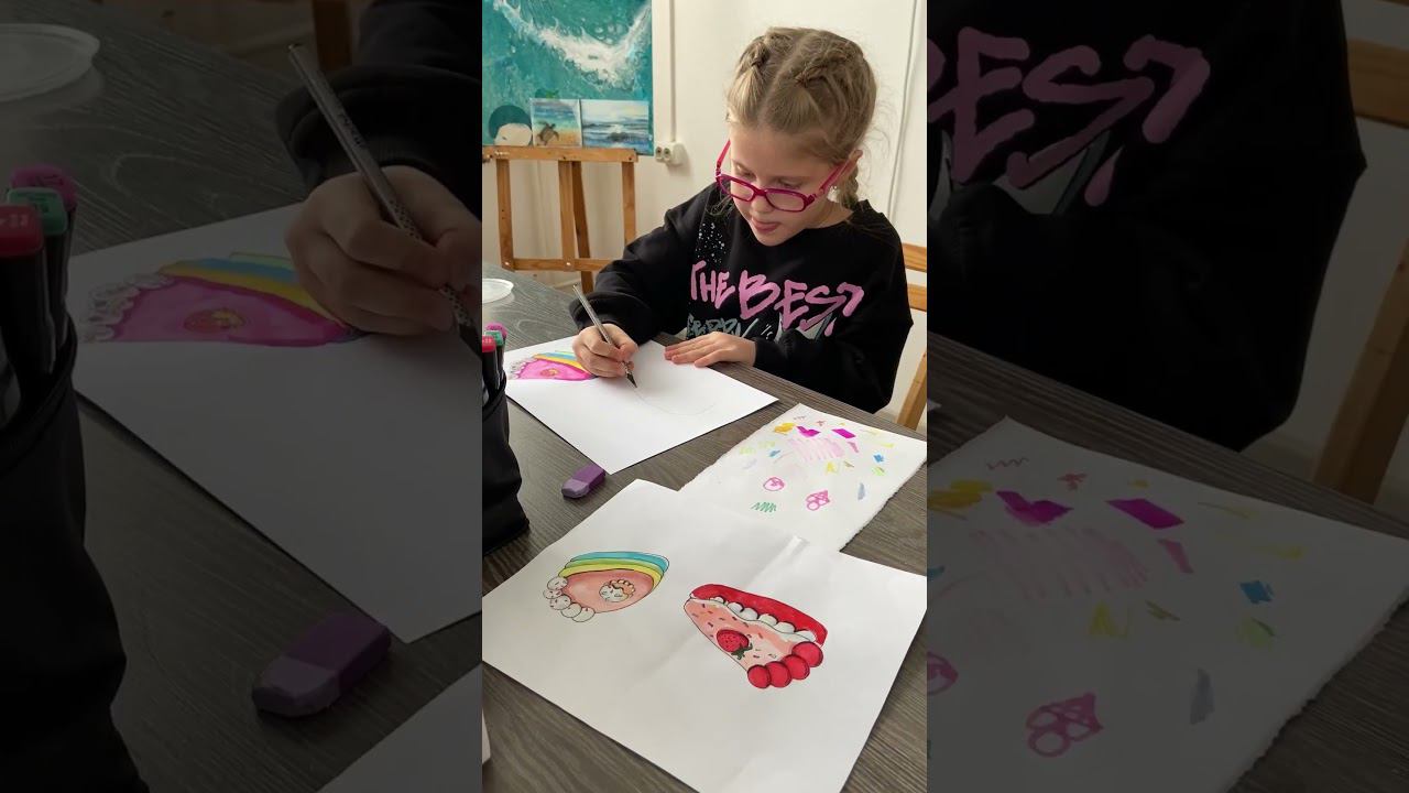 Урок рисования. Скетчинг. Рисуем торт пончик