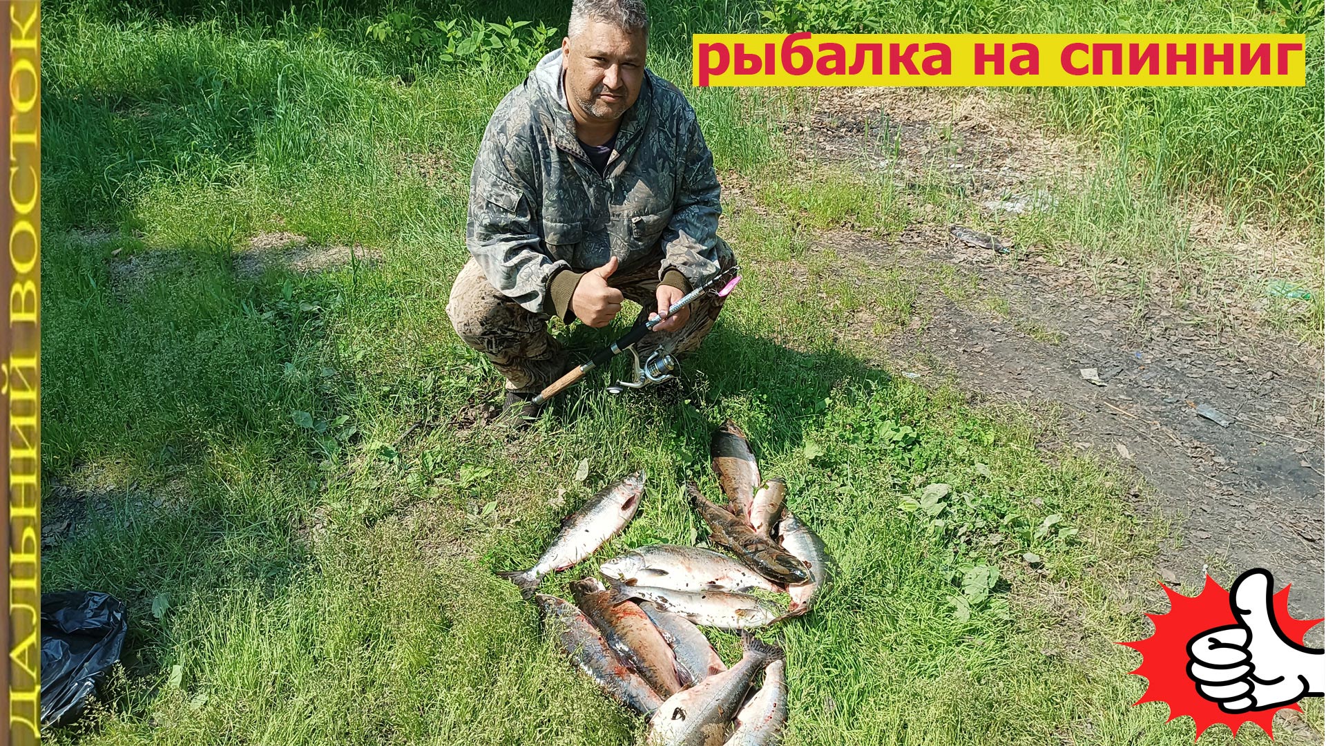 Рыбалка со спиннингом на горбушу. Таёжная река..avi