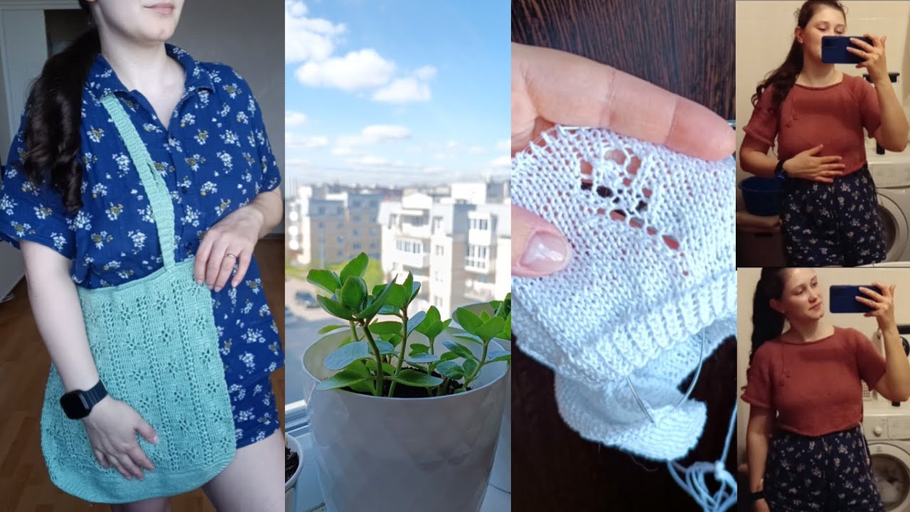 ✨ВЯЗАЛЬНЫЙ ВЛОГ [17/2024]🧶шопер готов/заканчиваю очередную футболку/топики для дочки