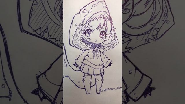 Рисунок девочка акула