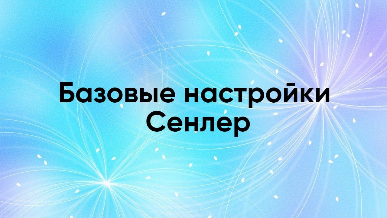 1 Базовые настройки Сенлер
