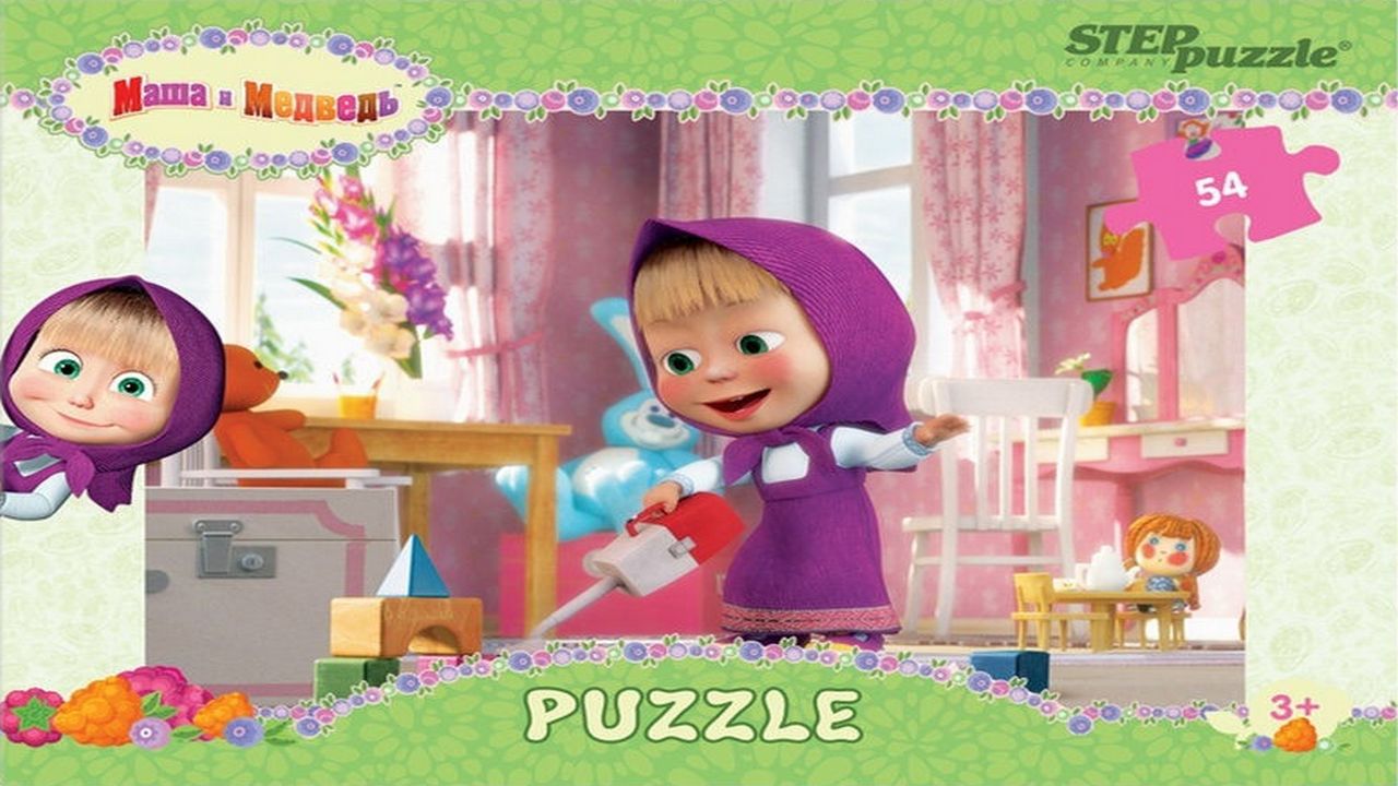 Пазл Маша и Медведь, Уборка - собираем пазлы для детей | Polinka-Vitaminka