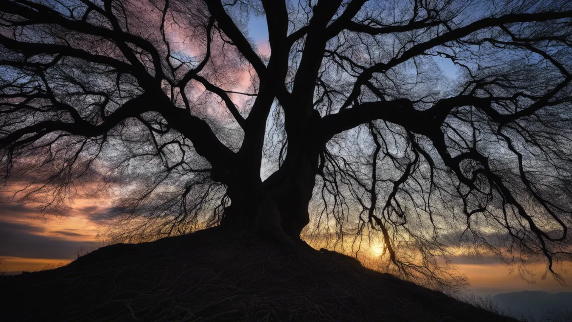 Черный силуэт дерева