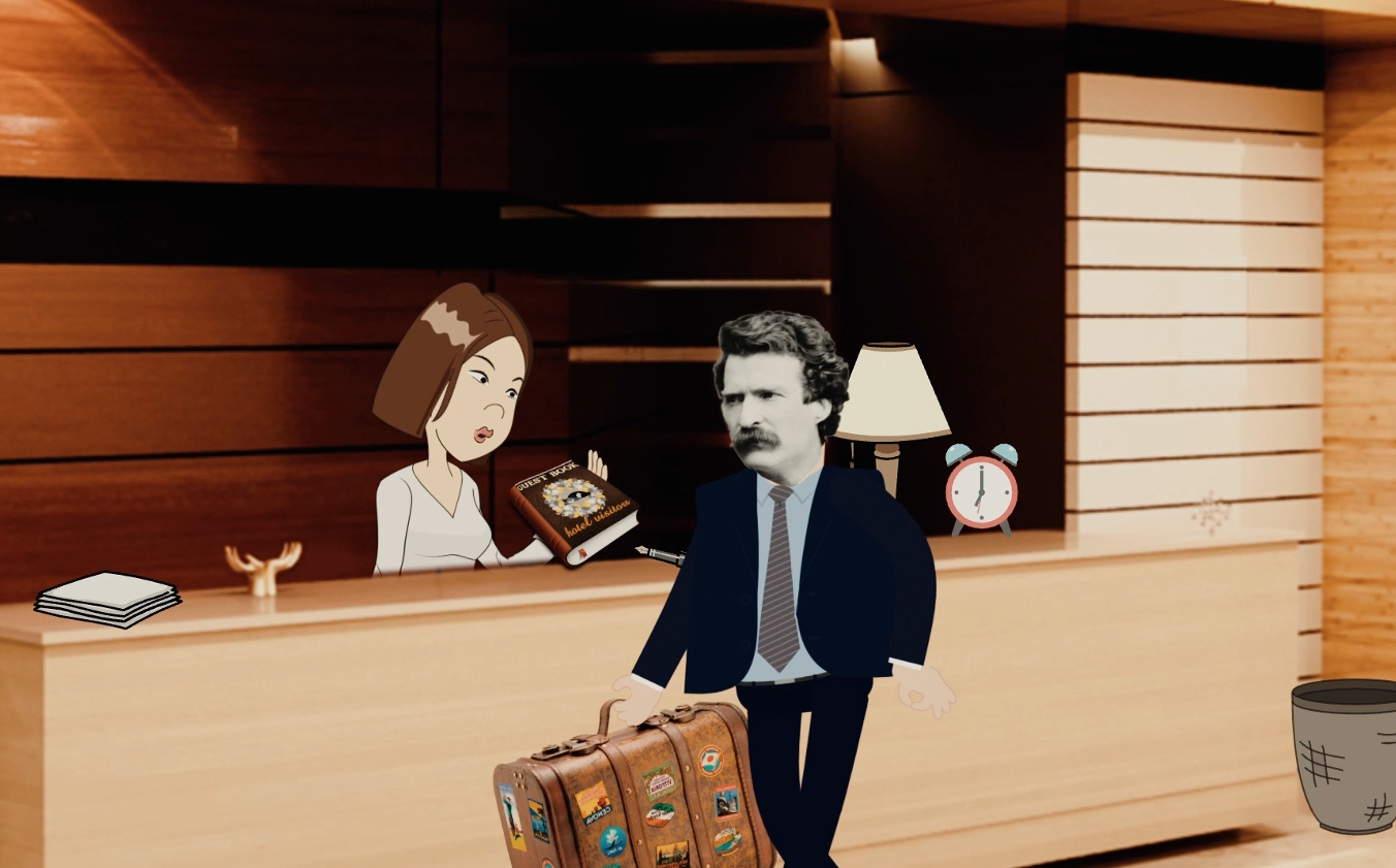 Марк Твен с чемоданом