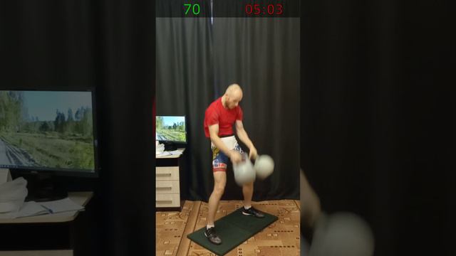 Толчок гирь 16кг по длинному циклу 140 раз 10 минут