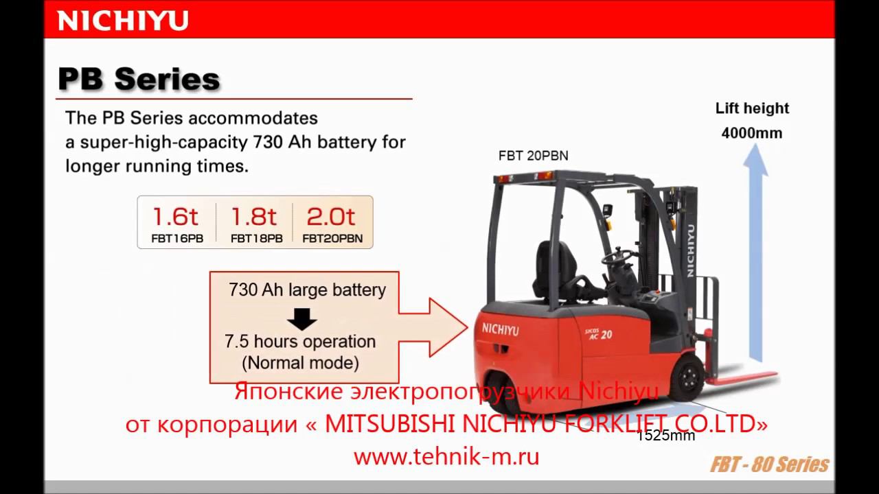 Лучшие Японские электропогрузчики Nichiyu FBT80. Соотношение цена - качество лучшее в России.