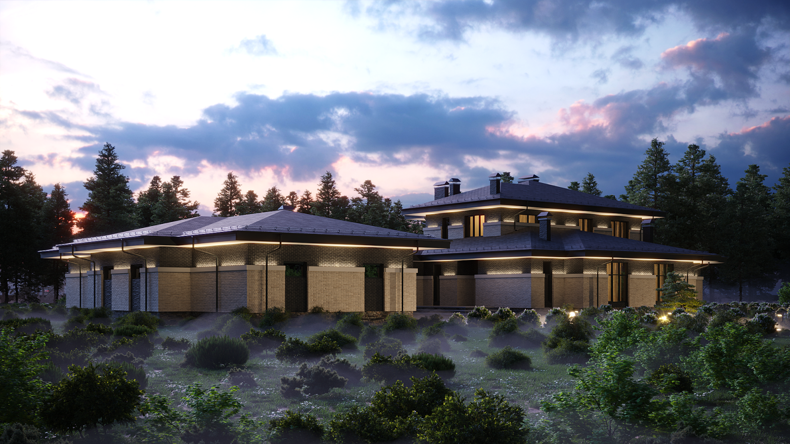 Проект частного жилого дома п. Десеновское г. Москва.  Архитектор Евгений Фирсов.