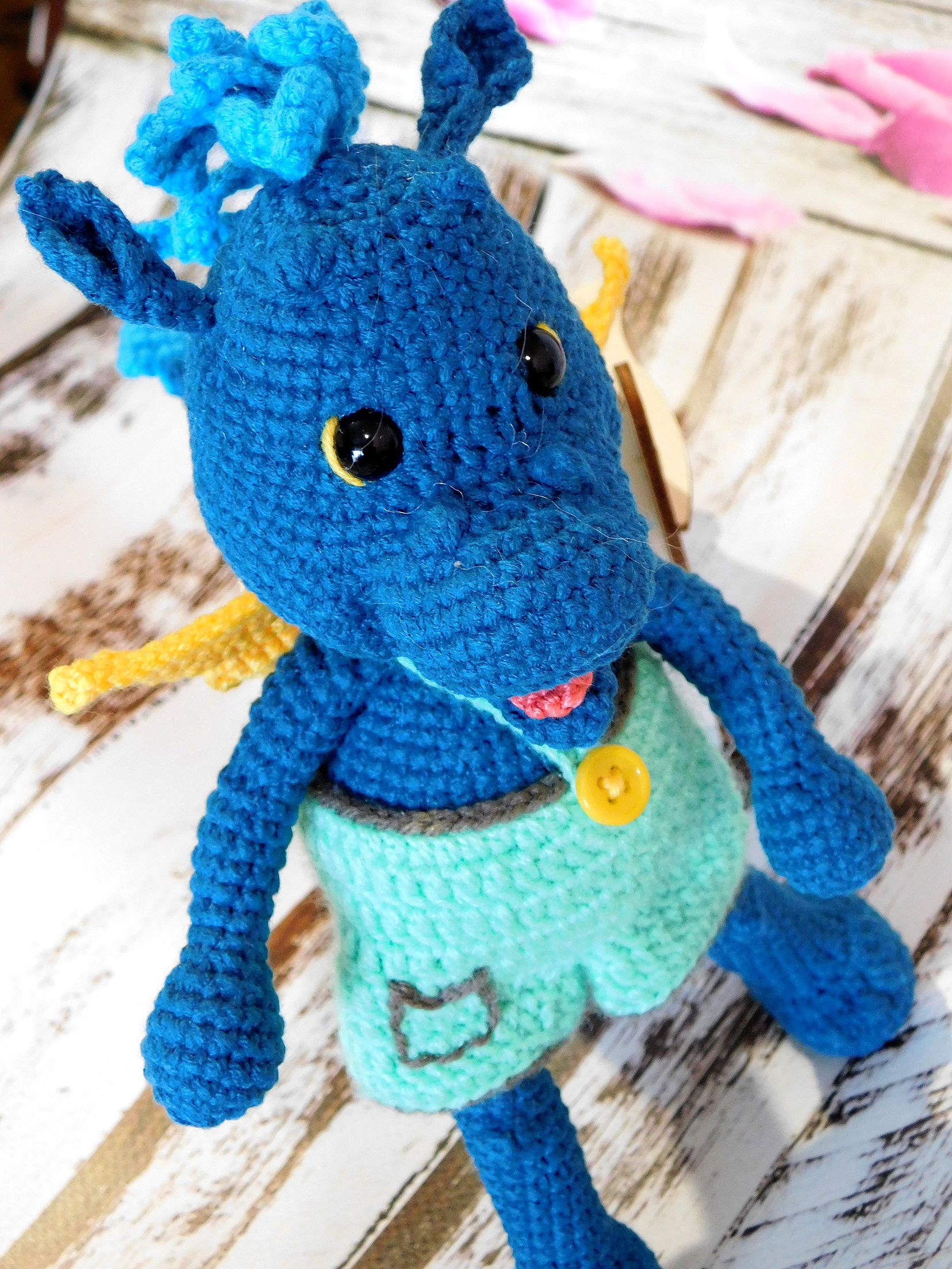 Дракоша Дружок петрольный // вязаный символ года