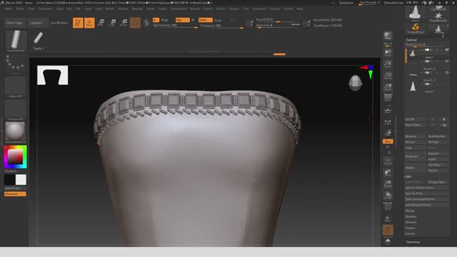 9/36 Скульптинг высокой детализации. Создание IMM-кистей фурнитуры в Сinema 4D и Zbrush