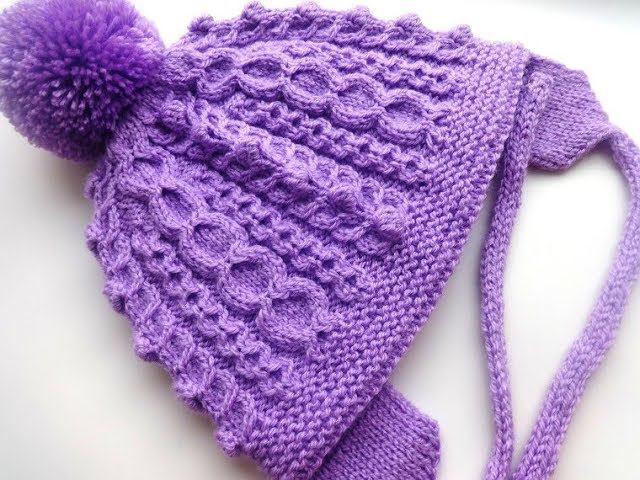 Двойная шапочка со жгутами. Вязание на спицах.