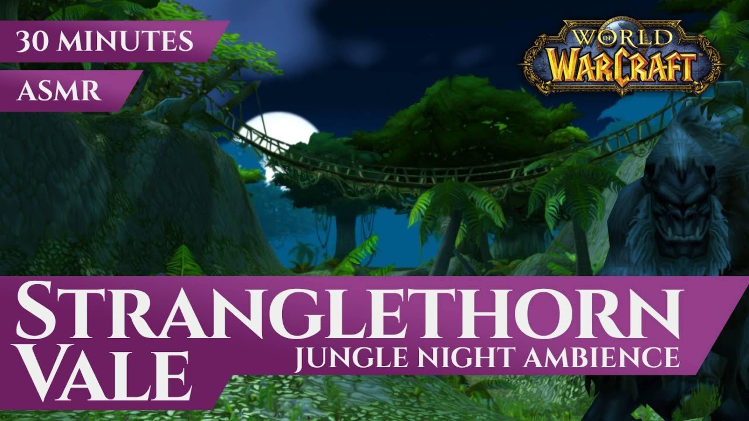Stranglethorn Vale - Jungle Night Ambience (30 minutes, ASMR, 4K, World of Warcraft Vanilla)