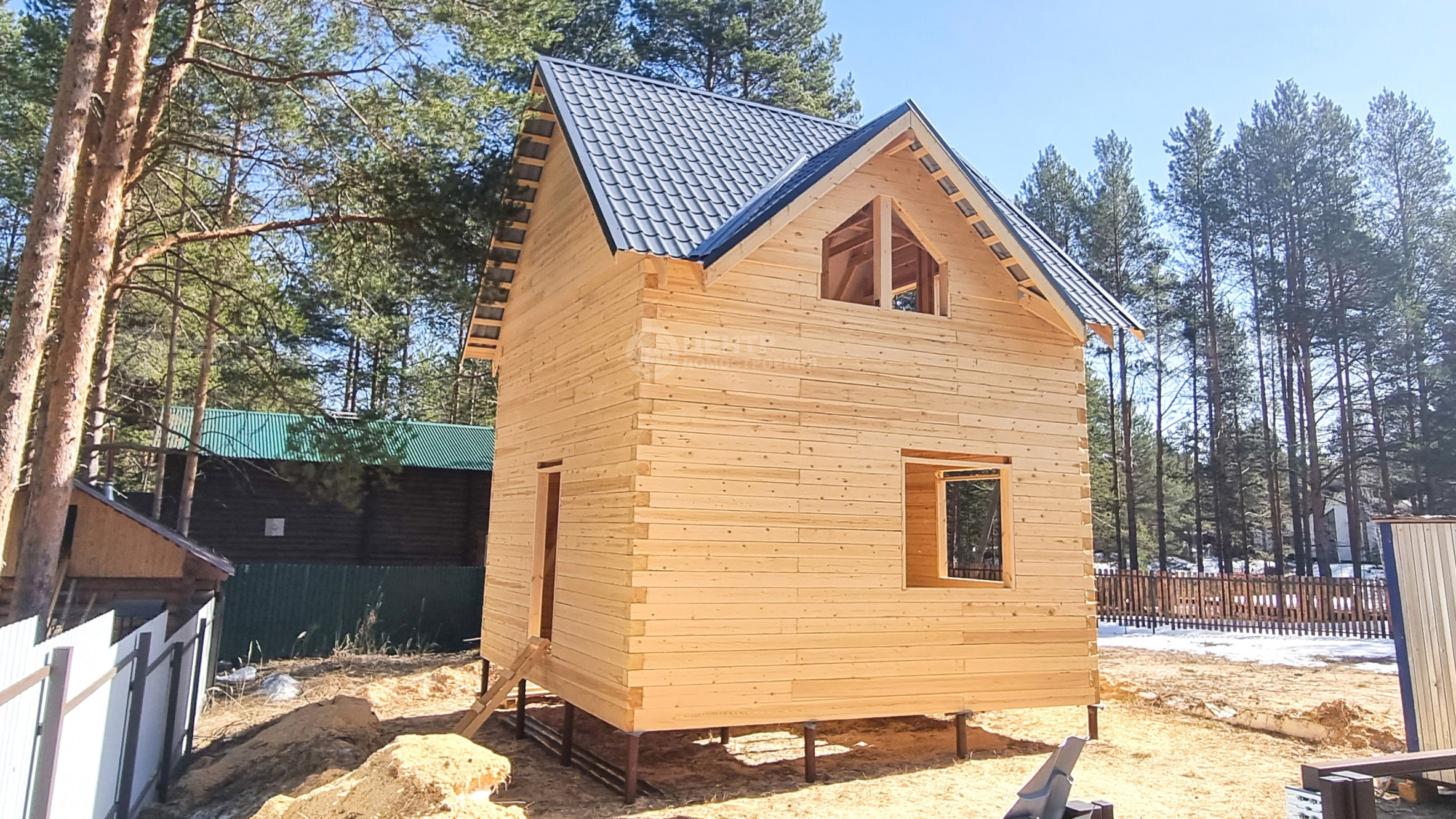 Красивый дом из бруса 6 на 6 в полтора этажа. Качество строительства Центра Домостроения, Сыктывкар