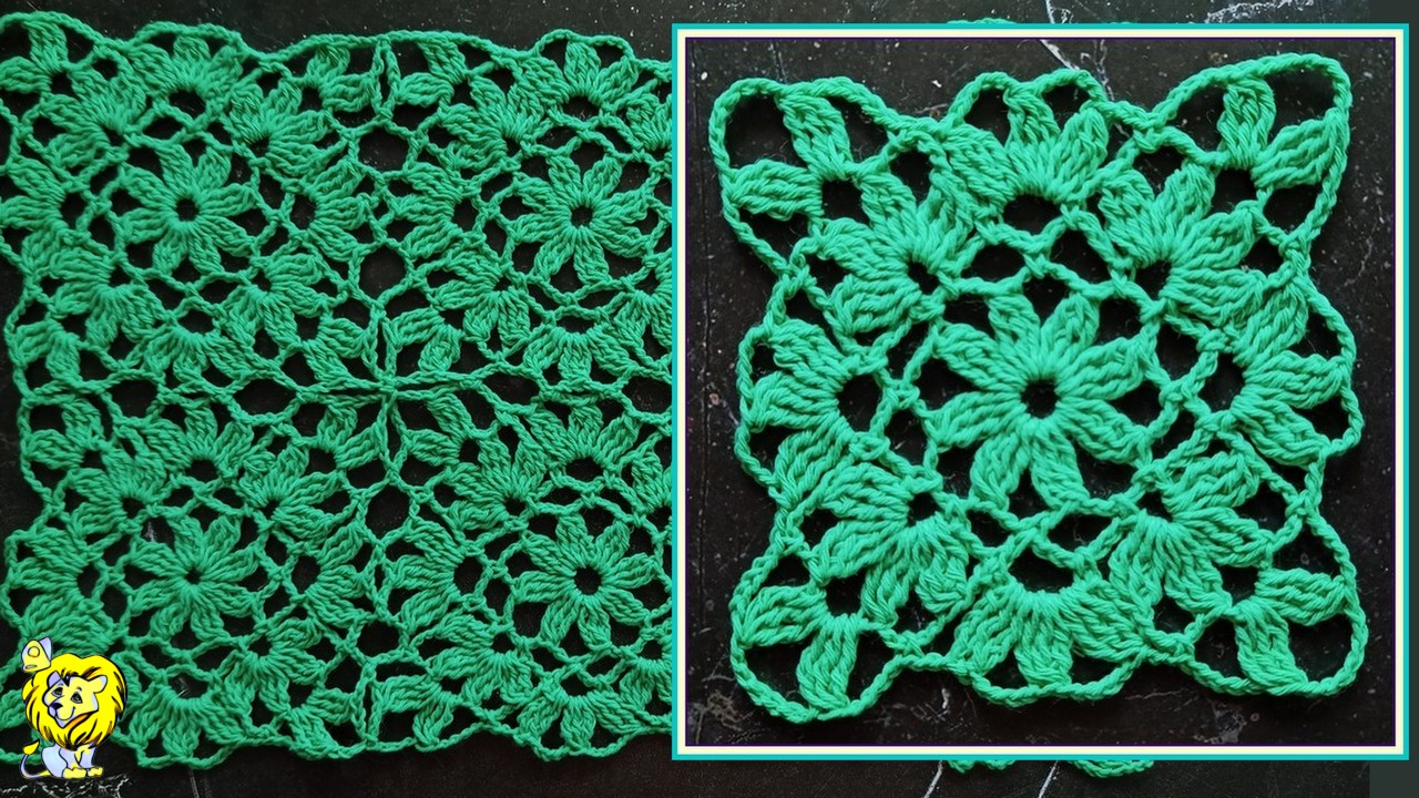 КВАДРАТНЫЙ АЖУРНЫЙ МОТИВ КРЮЧКОМ