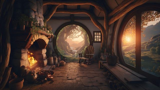 Окунитесь в осенний вечер Хоббита - Уютные мелодии у камина и простые удовольствия на закате