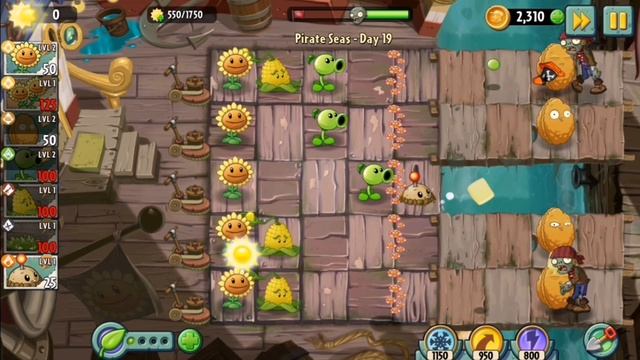 Прохожу 19-й уровень Pirate Seas. Как собрать 1750 подсолнухов в Plants vs Zombies?