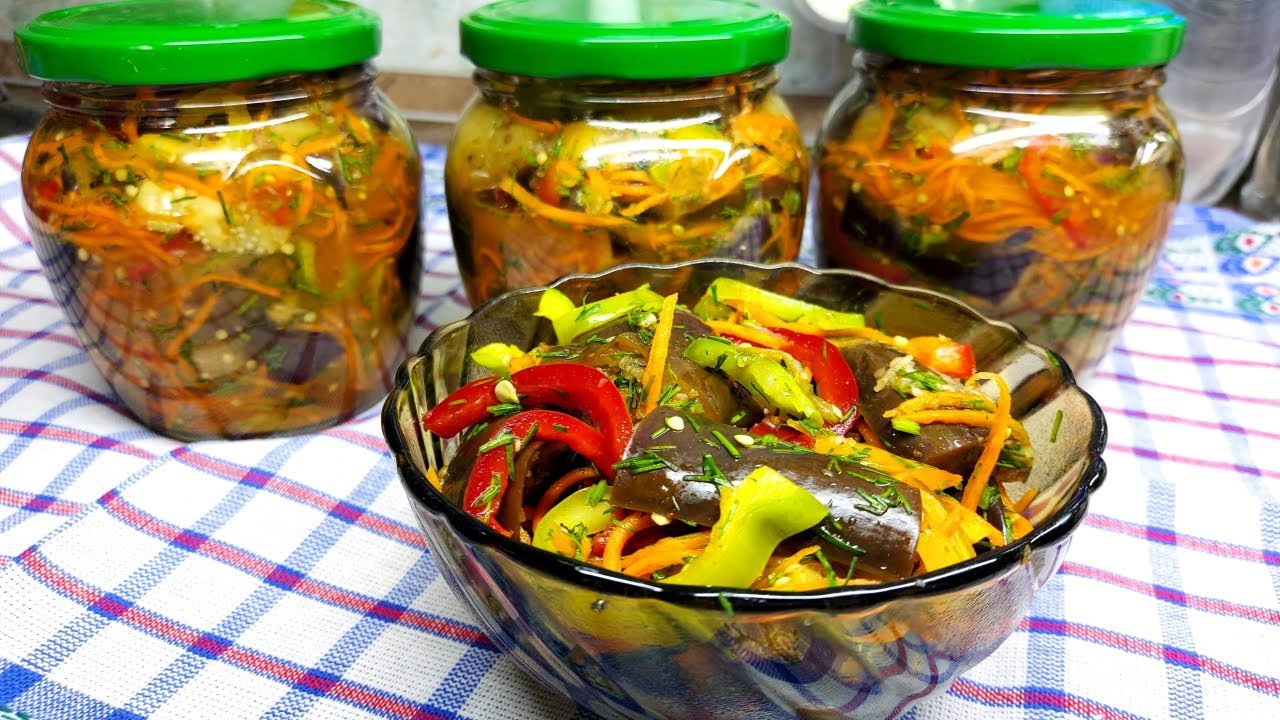 Обалденные баклажаны по-корейски на зиму? Это очень вкусно! Салат из баклажанов на зиму