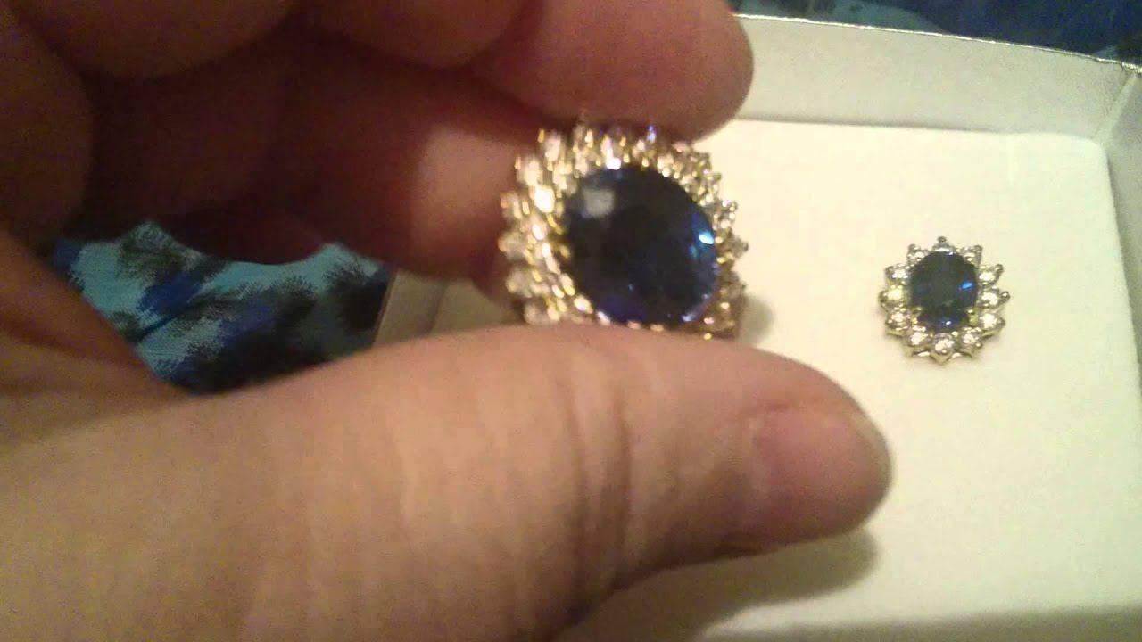 Сапфир кольцо и пусеты,  золотая позолота, 925 сер