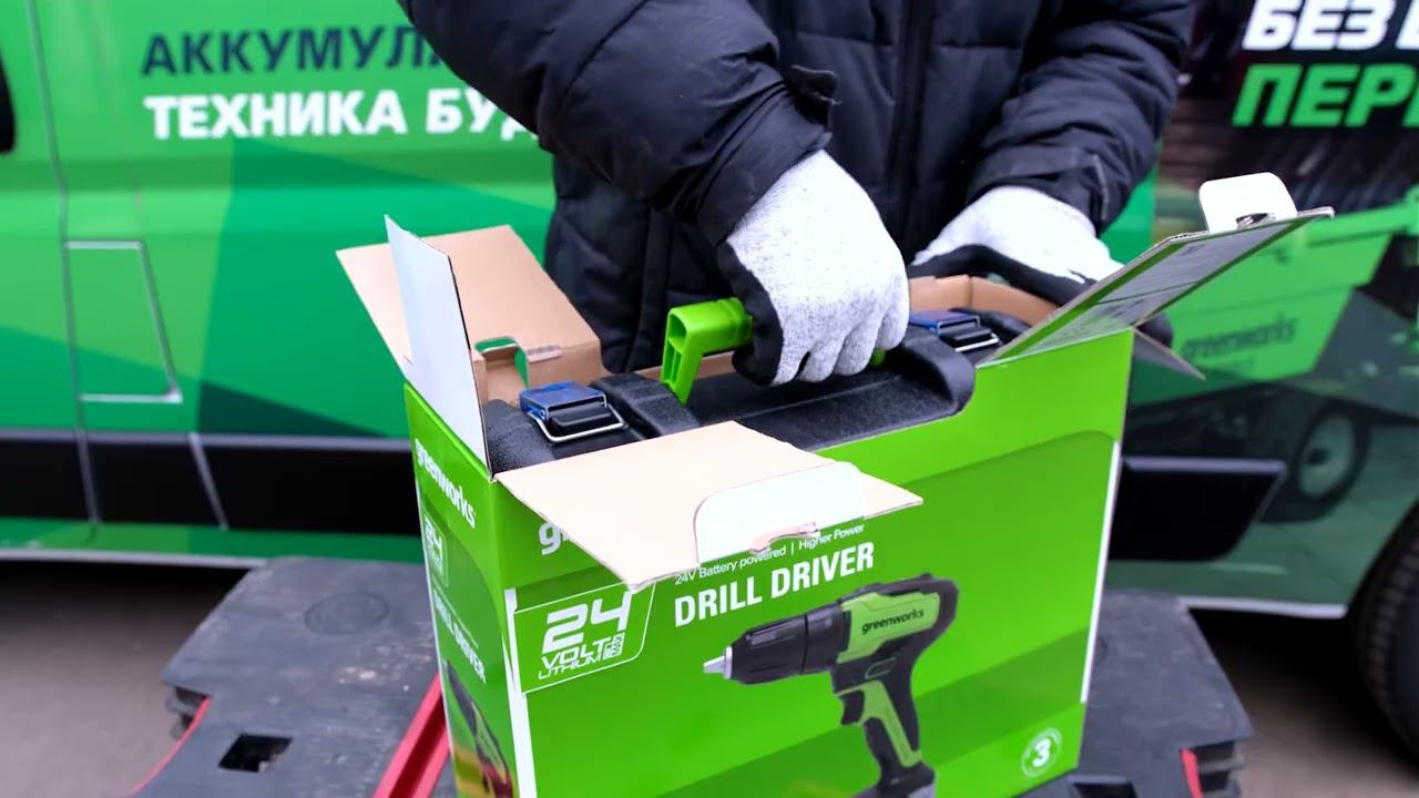 Дрель шуруповерт аккумуляторная Greenworks GD24DD35 с бесщеточным двигателем 24V