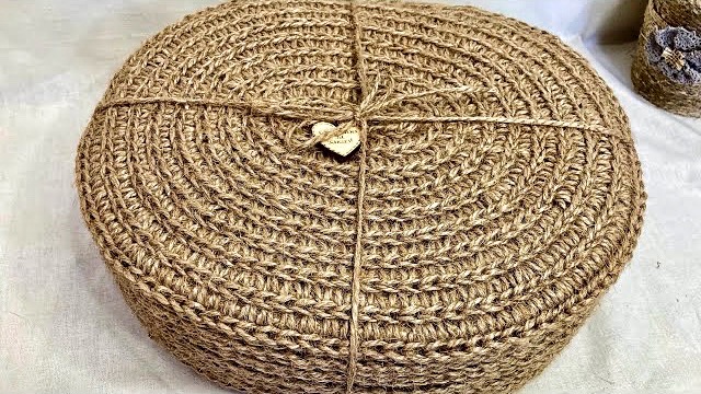Овальные салфетки из джута с обвязкой каната. Красивый узор. Бесплатный масткр-класс