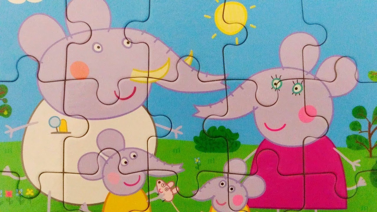 Пазл Свинка Пеппа, Семья Слоников - собираем пазлы для детей | Polinka-Vitaminka
