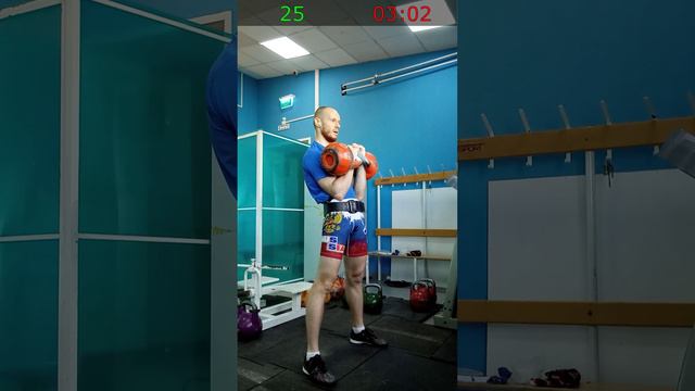 Толчок гирь 28кг по длинному циклу 50 раз 6 минут