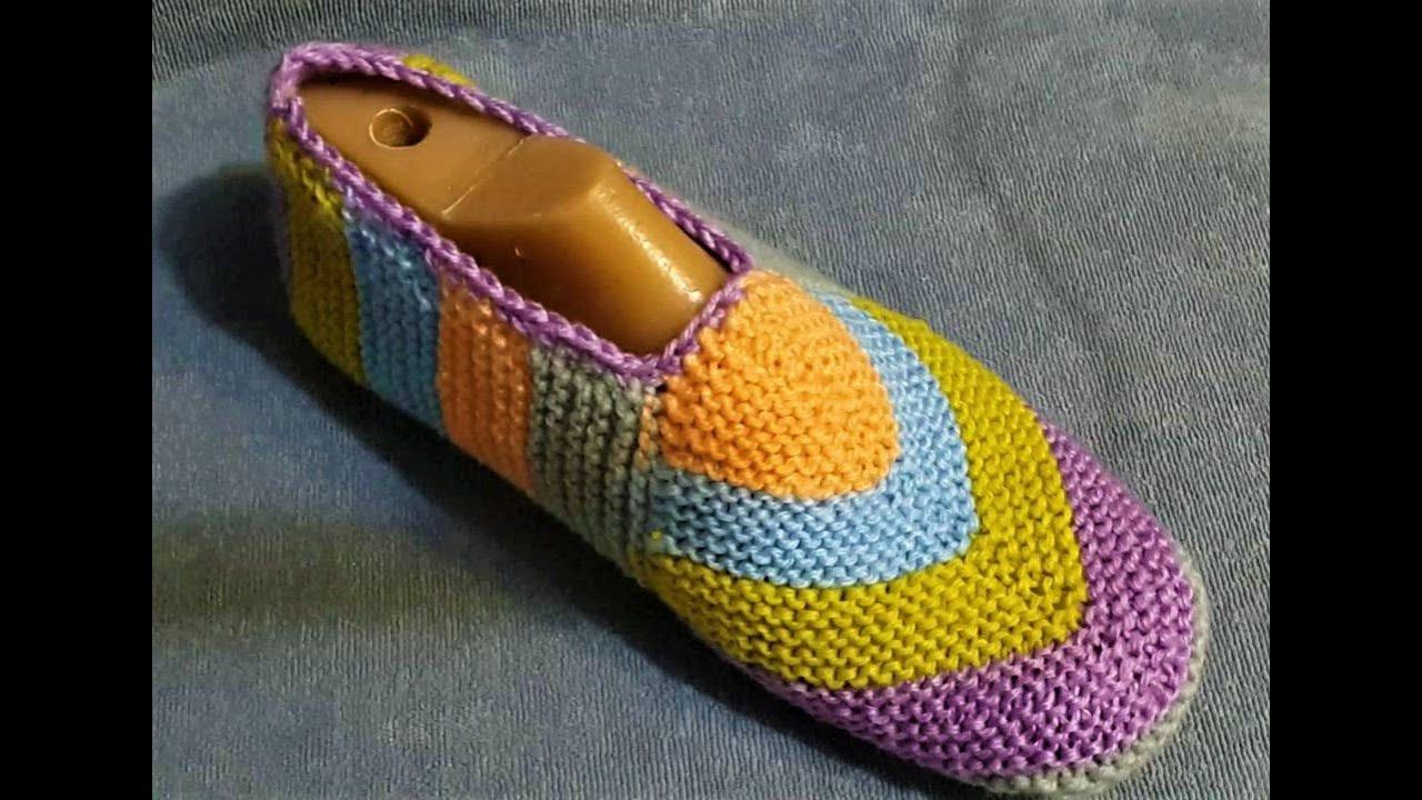 Простенькие следки двумя спицами без шва из остатков пряжи