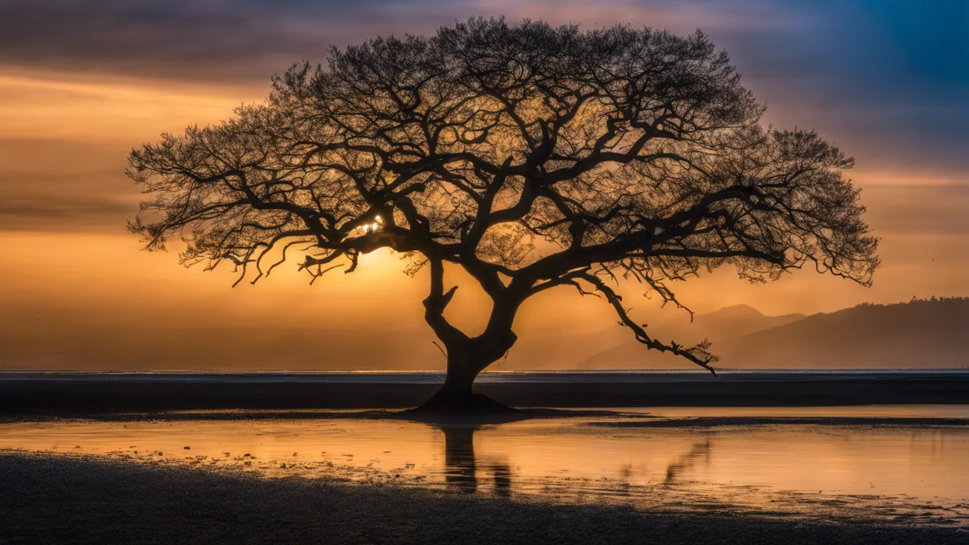 Силуэт одинокого дерева