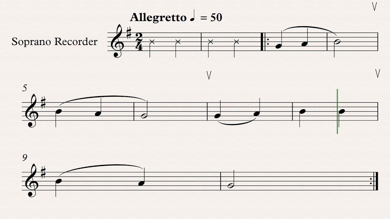 русская народная песня "У кота" - ноты и видео-минусовка для блокфлейты, темп 50