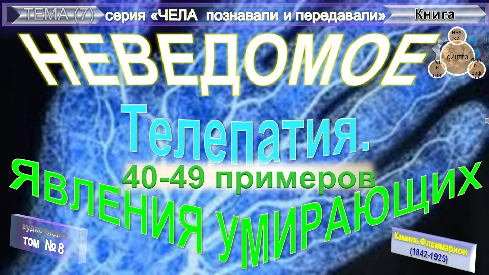(8)ТЕЛЕПАТИЯ.ЯВЛЕНИЯ УМИРАЮЩИХ (4)-книга НЕВЕДОМОЕ французского астронома К.Фламмариона (1842-1925)
