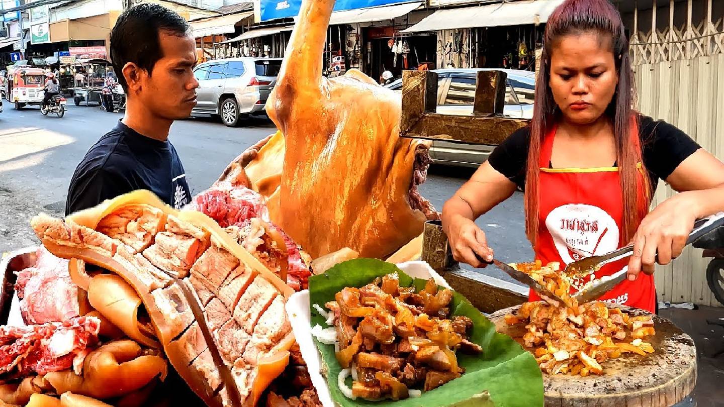 Самое продаваемое мясо на гриле, 75 кг за вечер. Камбоджийская уличная еда.