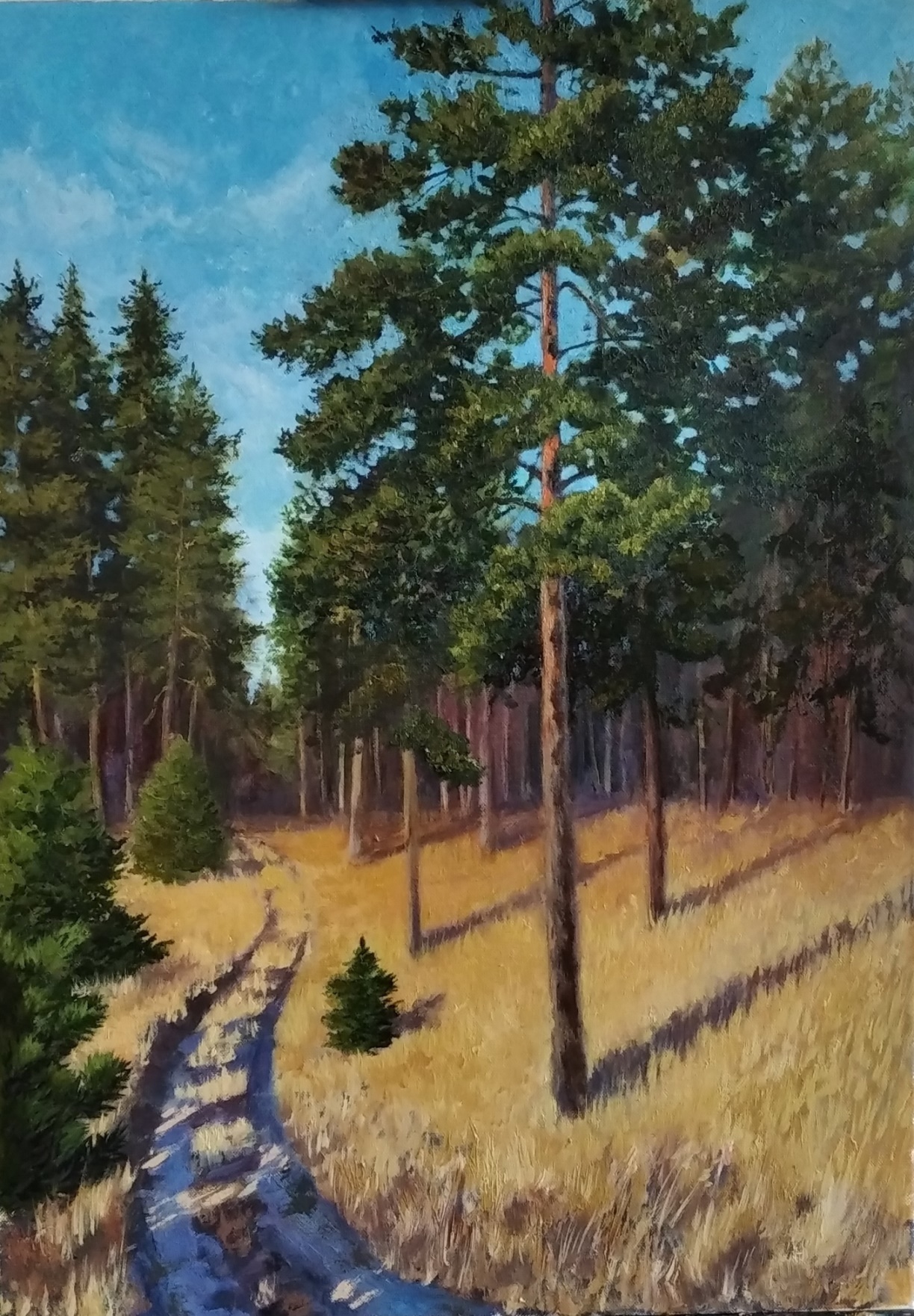 Бесплатный урок рисования.  Картина "Сосны" Смотреть бесплатно онлайн. Для начинающих. Оксилайт Арт.