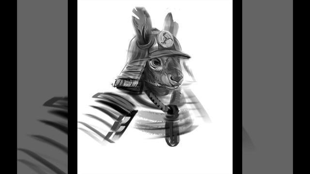 Заяц-самурай, скетч в Krita 5