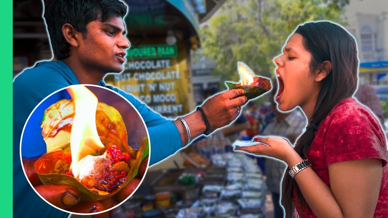 Exotic Indian Street Food Tour in Delhi, India! Crazy FLAMING FIRE PAAN!