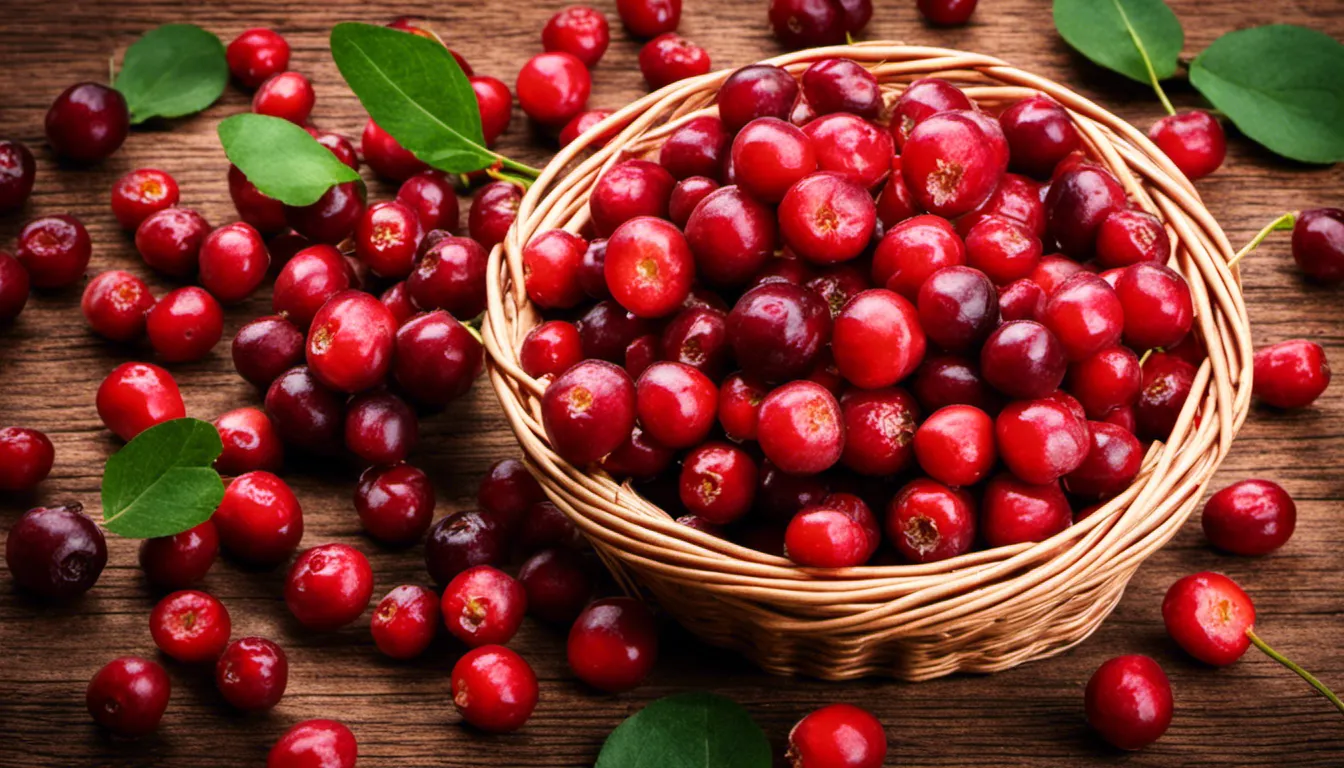 Плетёная корзина с клюквой