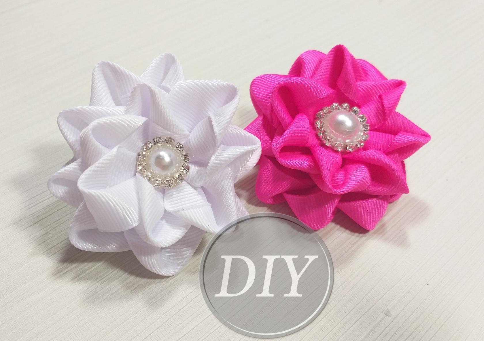 Складной цветок Канзаши ?   Ribbon flowers for hairstyle ?  Flor dobradura.