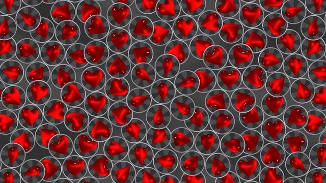 Фон Соты из кругов с сердцами. Люди, социальная коммуникация. Флэшмоб. Челлендж. 4K.