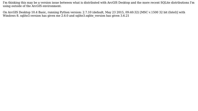 GIS: SQLite create view syntax error in ArcPy Python script tool only ...