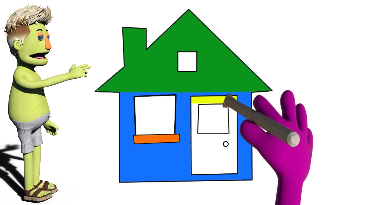 Рисуем и раскрашиваем дом - раскраска для детей и малышей